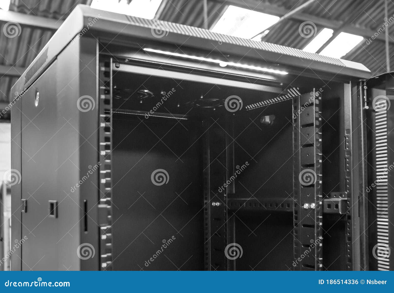 Detailed Image of a Computer and Network Server Cabinet. Editorial ...