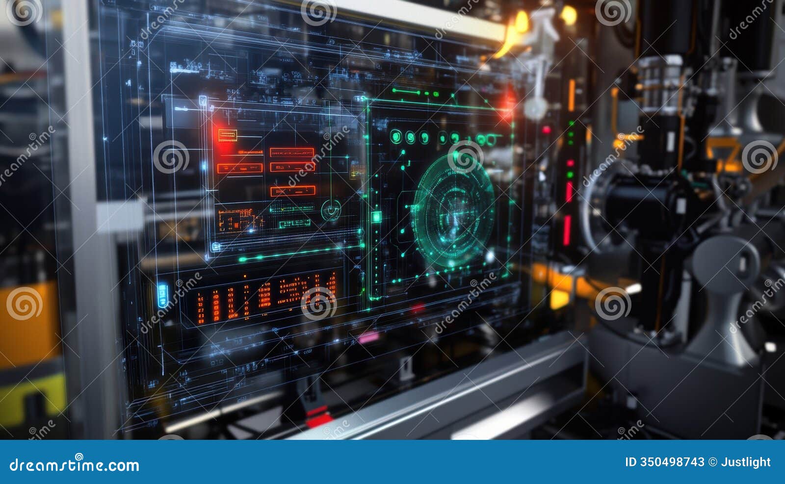 A Detailed Image of Interconnected Sensors on a Factory Machine with ...