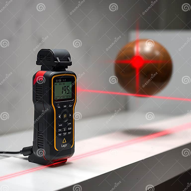 A Detailed Image of a Laser Distance Meter in Action Measuring the ...