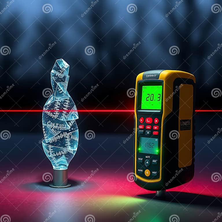 A Detailed Image of a Laser Distance Meter in Action Measuring the ...