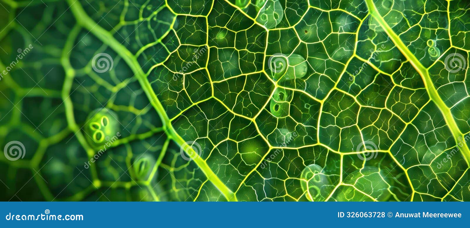 Detailed Image of Leaf Cells Under Microscope, Green Tones, High Detail ...