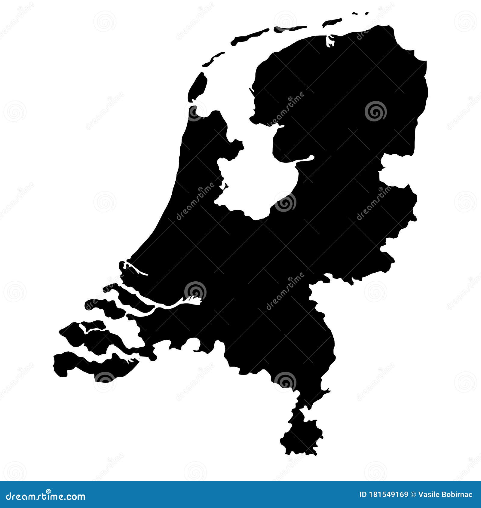 Netherlands Black Map. stock illustration. Illustration of outlline ...
