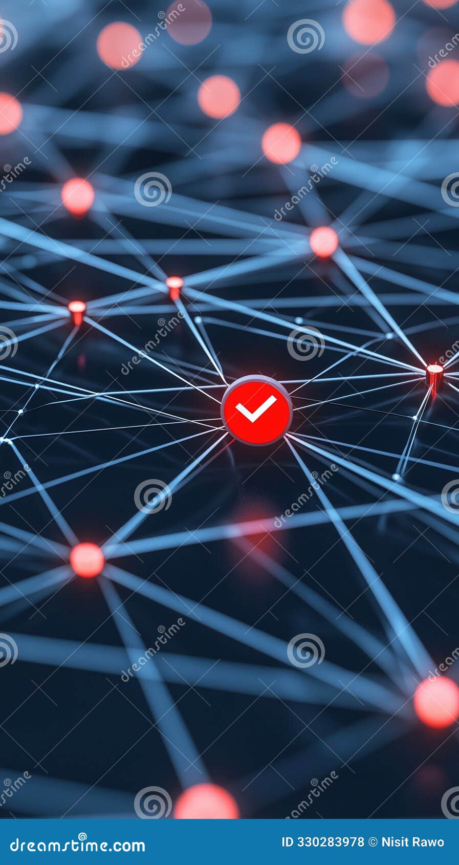 Detailed Image of a Network Connection Diagram with a Red Alert Symbol ...