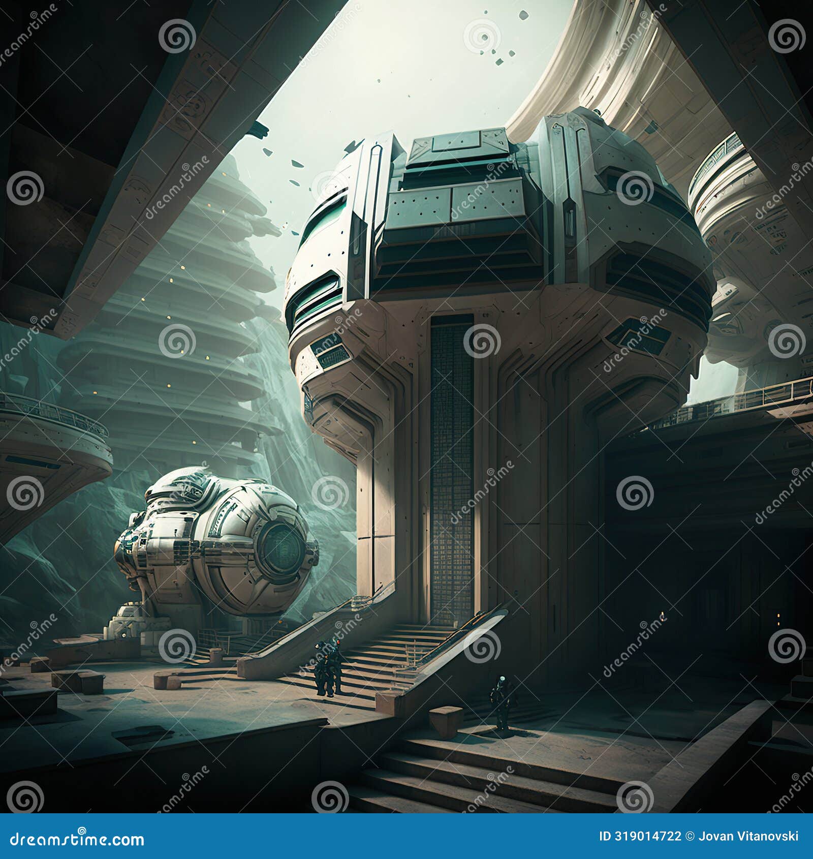 Futuristic Sci-fi Base with Advanced Technology and Architecture Stock ...