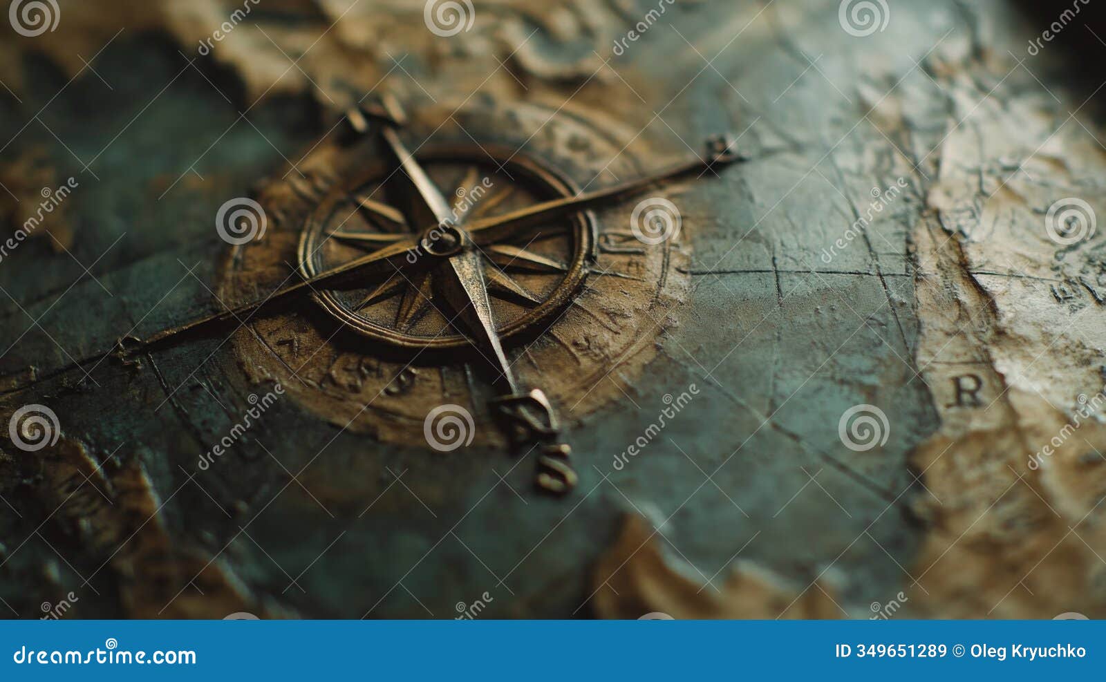 A Detailed Image of a Vintage Compass Lying on an Ancient Map. this ...