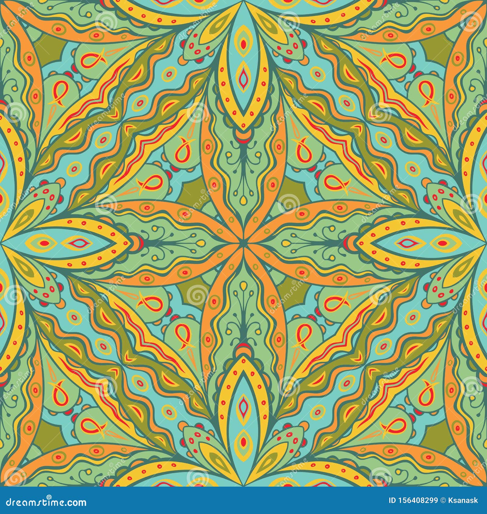 Detailed Indian Style Seamless Background. Stock Vector - Illustration ...