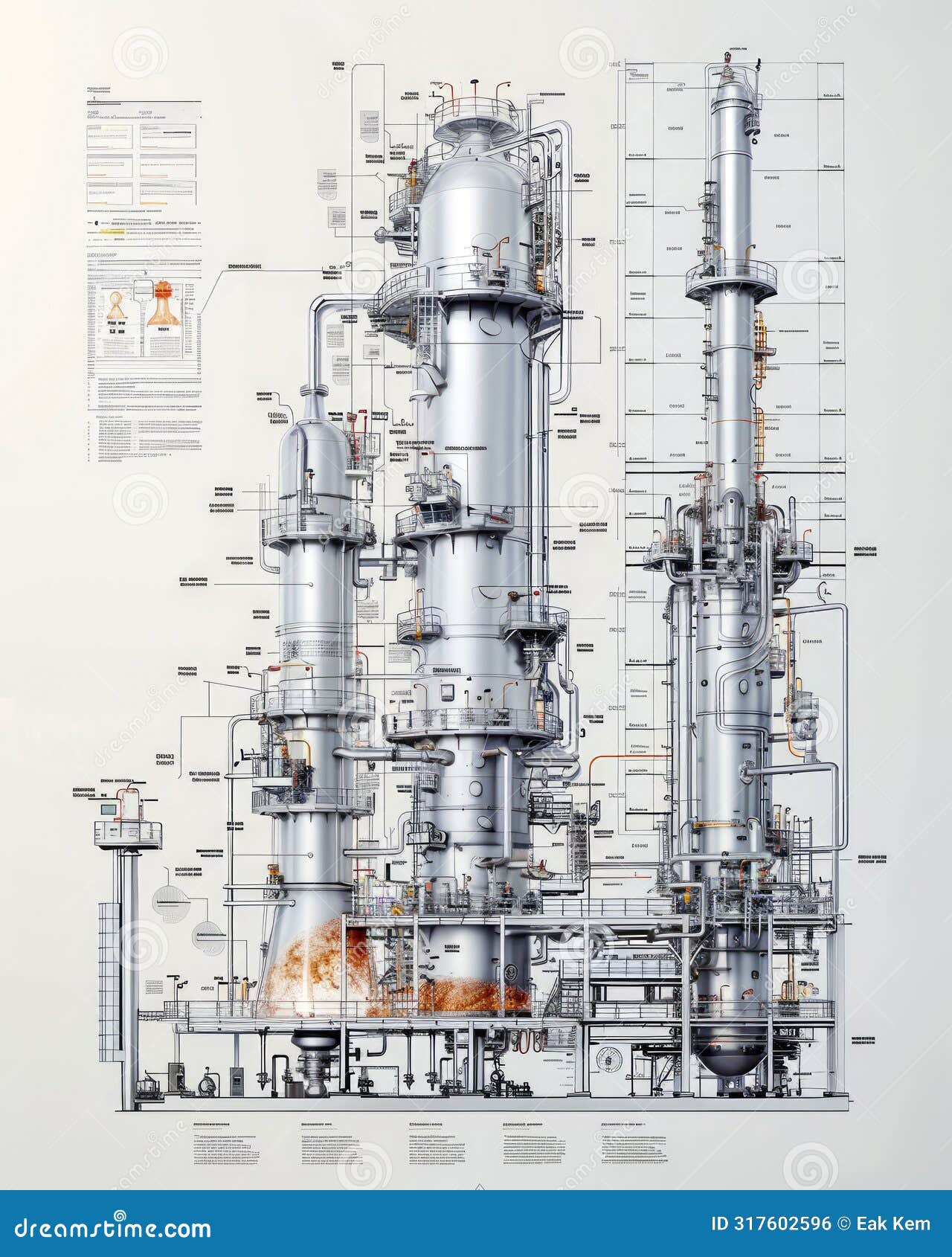 Detailed Industrial Cooling Tower With Piping And Support Structures ...
