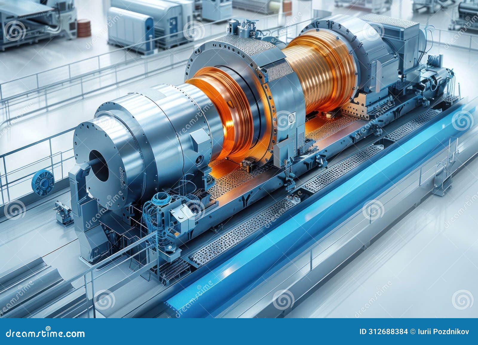 Large Industrial Machine with Complex Mechanical Components on White ...