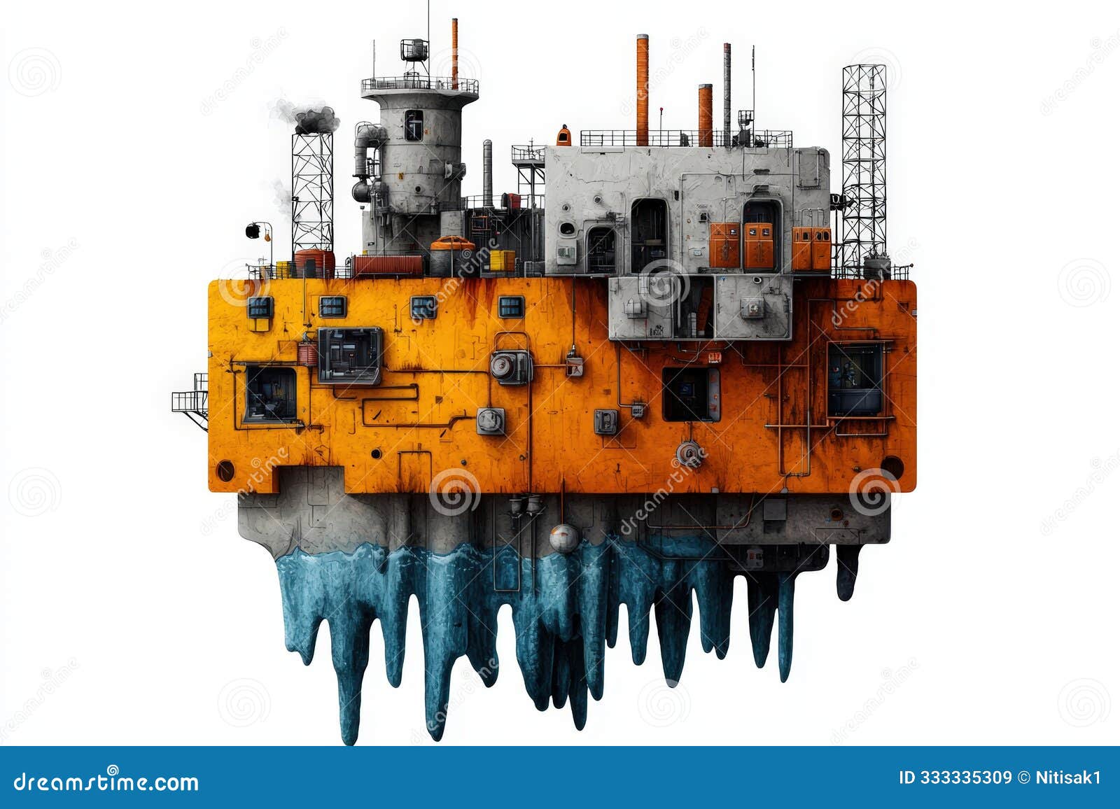 A Detailed Industrial Platform with Orange Accents Demonstrating ...