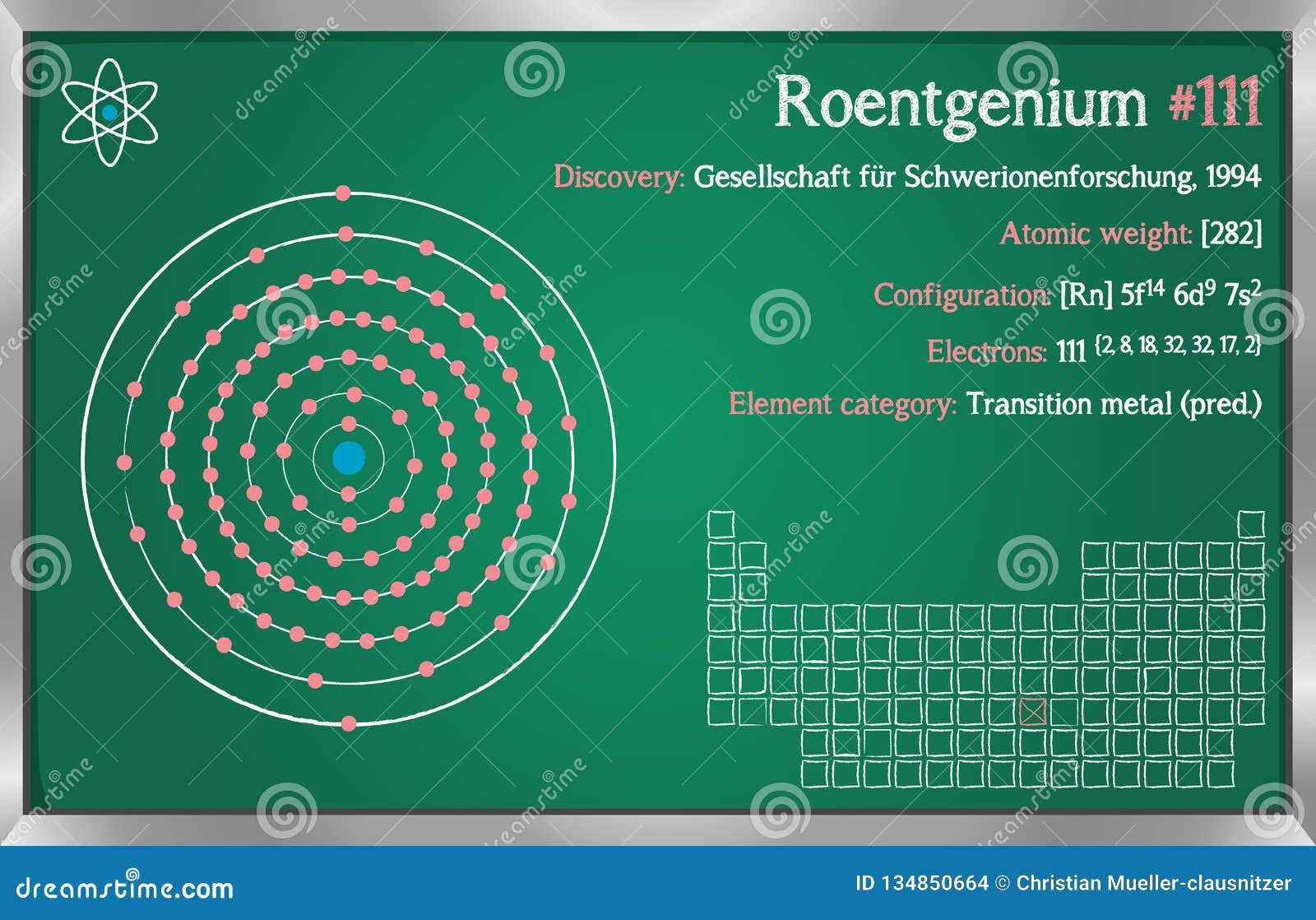 Infographic of the Element of Roentgenium Stock Vector - Illustration ...