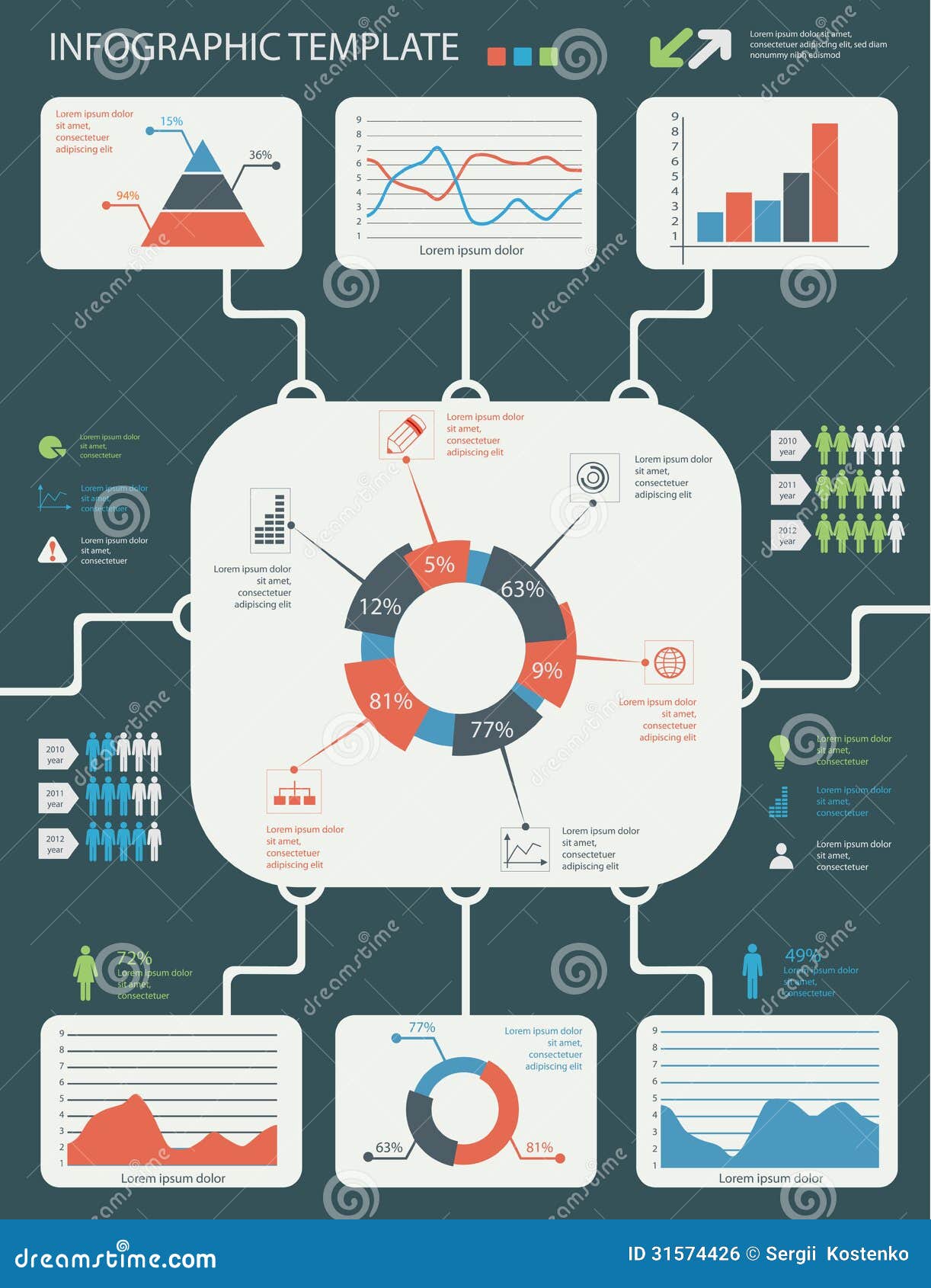 Detailed Infographic Elements Set with Graphics and Charts Stock Vector ...