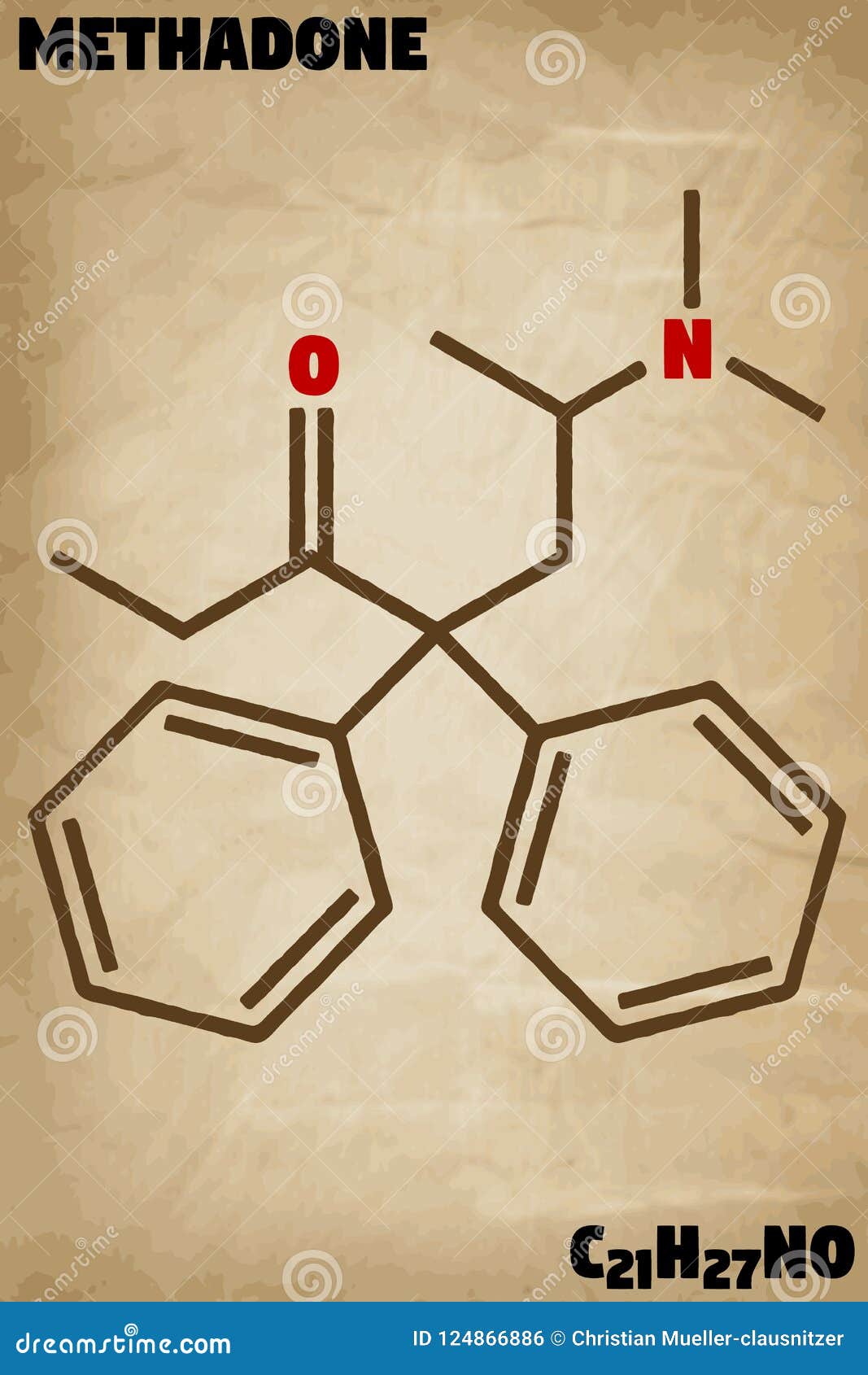 Detailed Illustration of the Molecule of Methadone Stock Vector ...