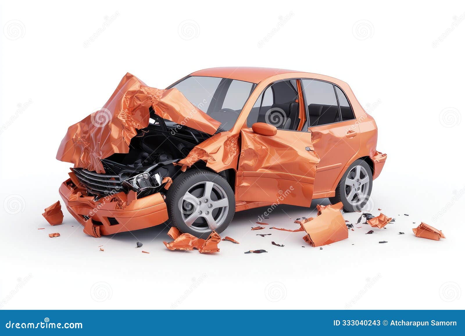 Detailed Isometric Digital Rendering of a Car Accident on Highway with ...
