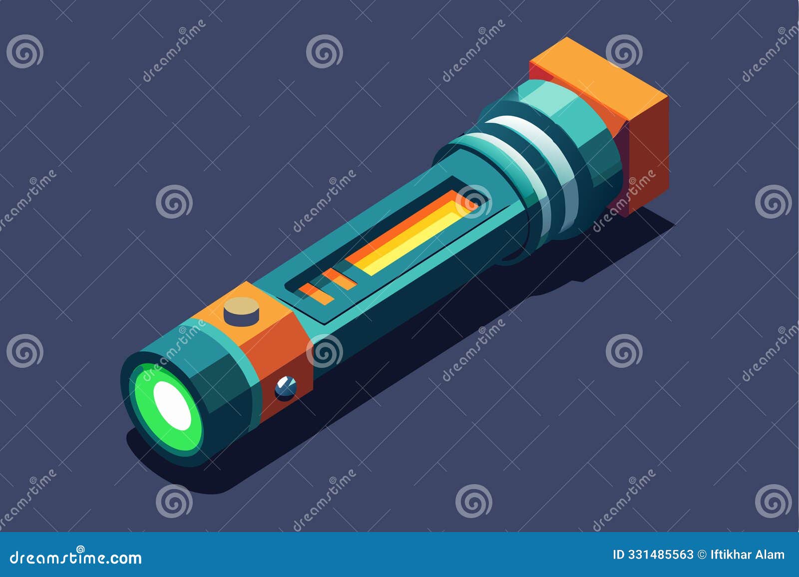 A Detailed Isometric Illustration of a Customizable Flashlight ...