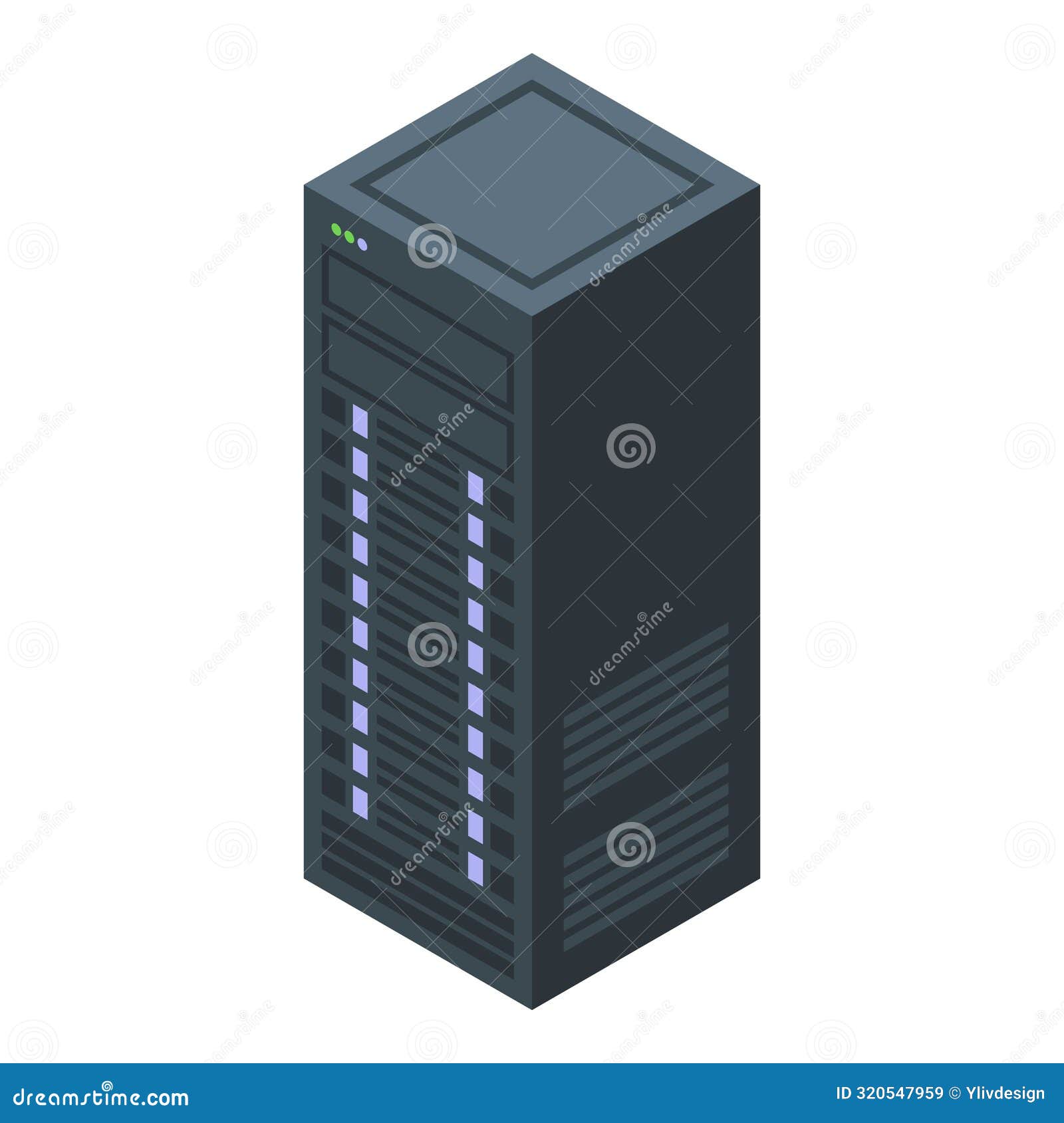 Detailed Isometric Illustration of a Modern Server Rack with Led ...
