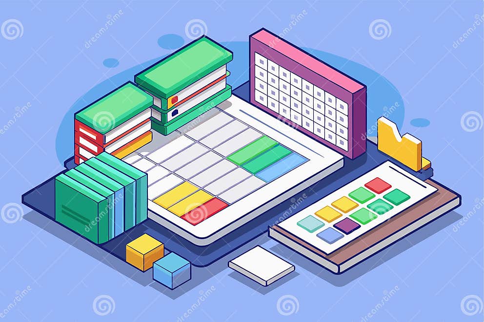 A Detailed Isometric Illustration Showcasing Customizable Spreadsheets ...