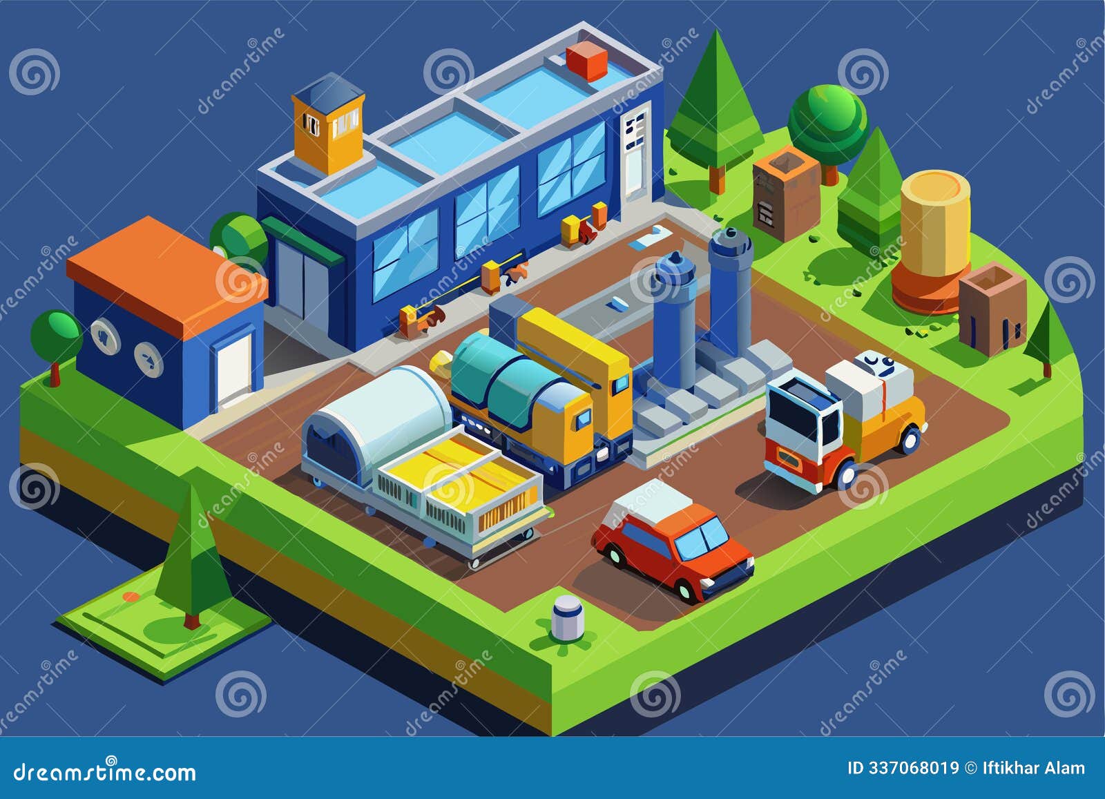 A Detailed Isometric View of a Waste Management Facility Featuring ...