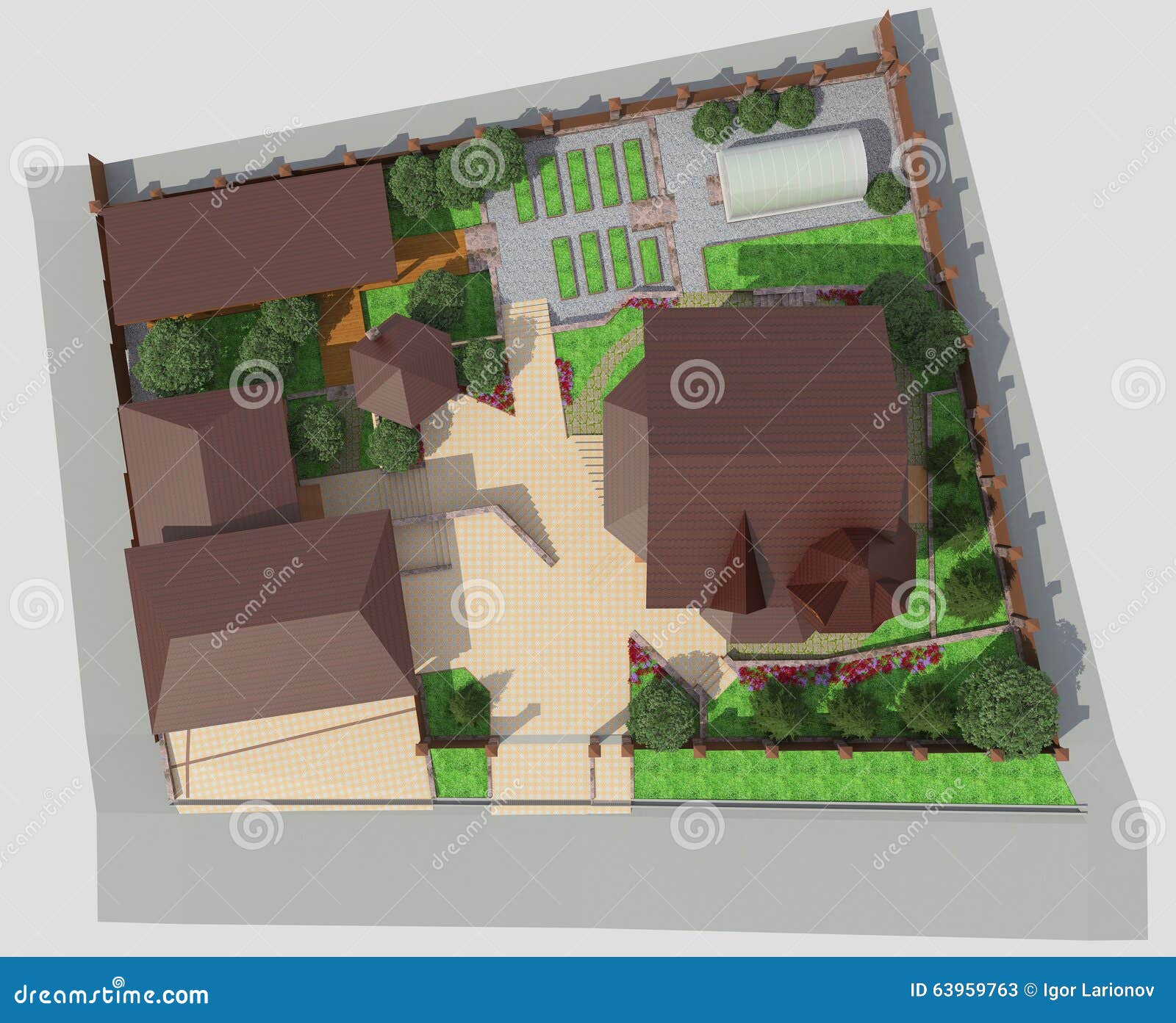 Detailed Landscape Design Elements Stock Illustration - Illustration of ...