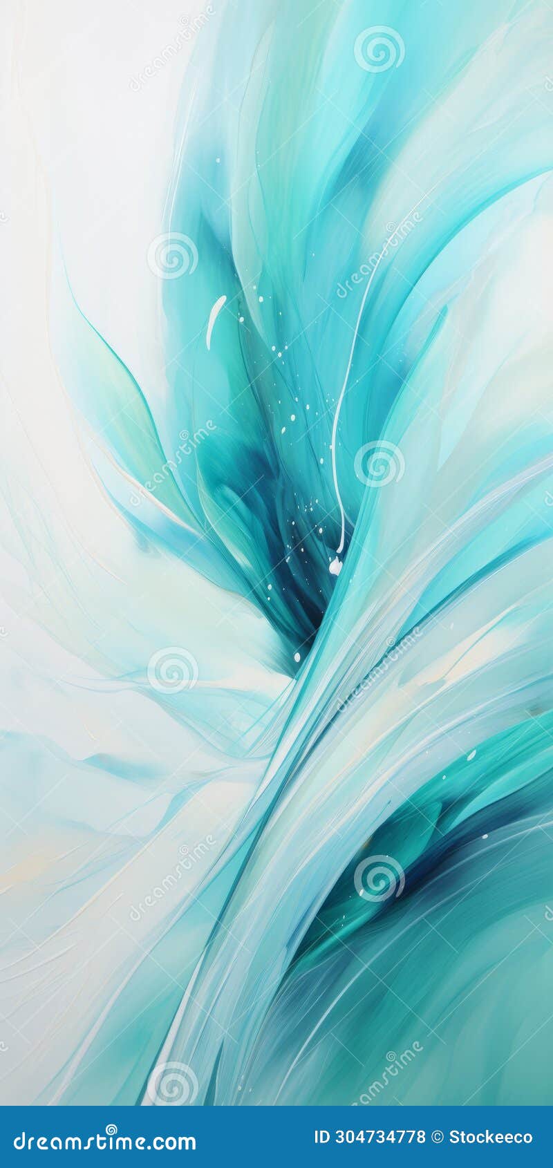 Abstract Painting 16: Whirlwind of Teal Brushstrokes and Ethereal ...