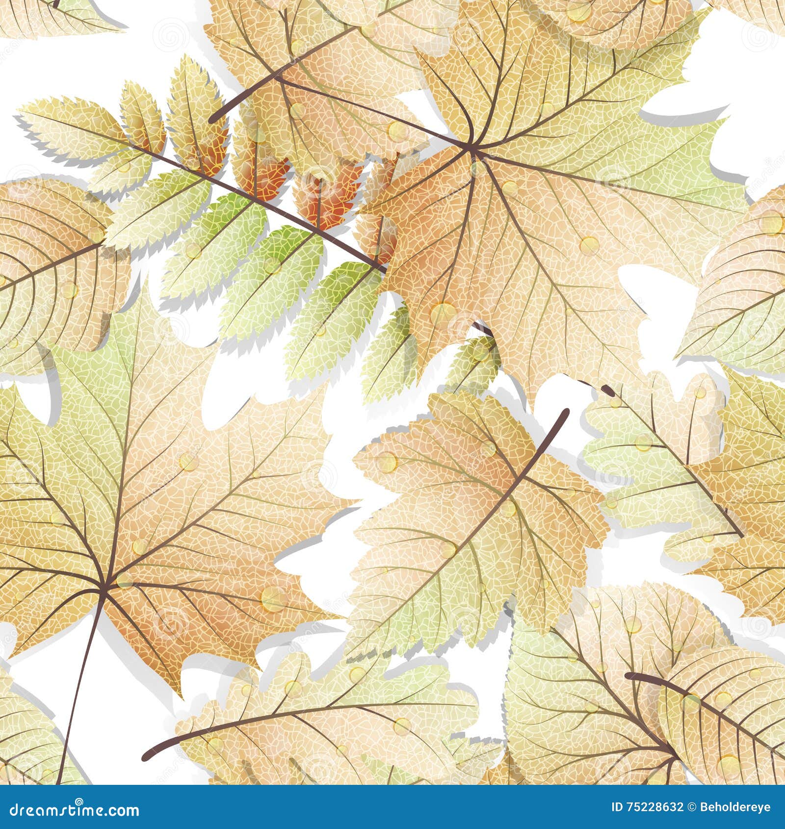 Detailed Leaves Seamless Background. EPS 10 Stock Vector - Illustration ...