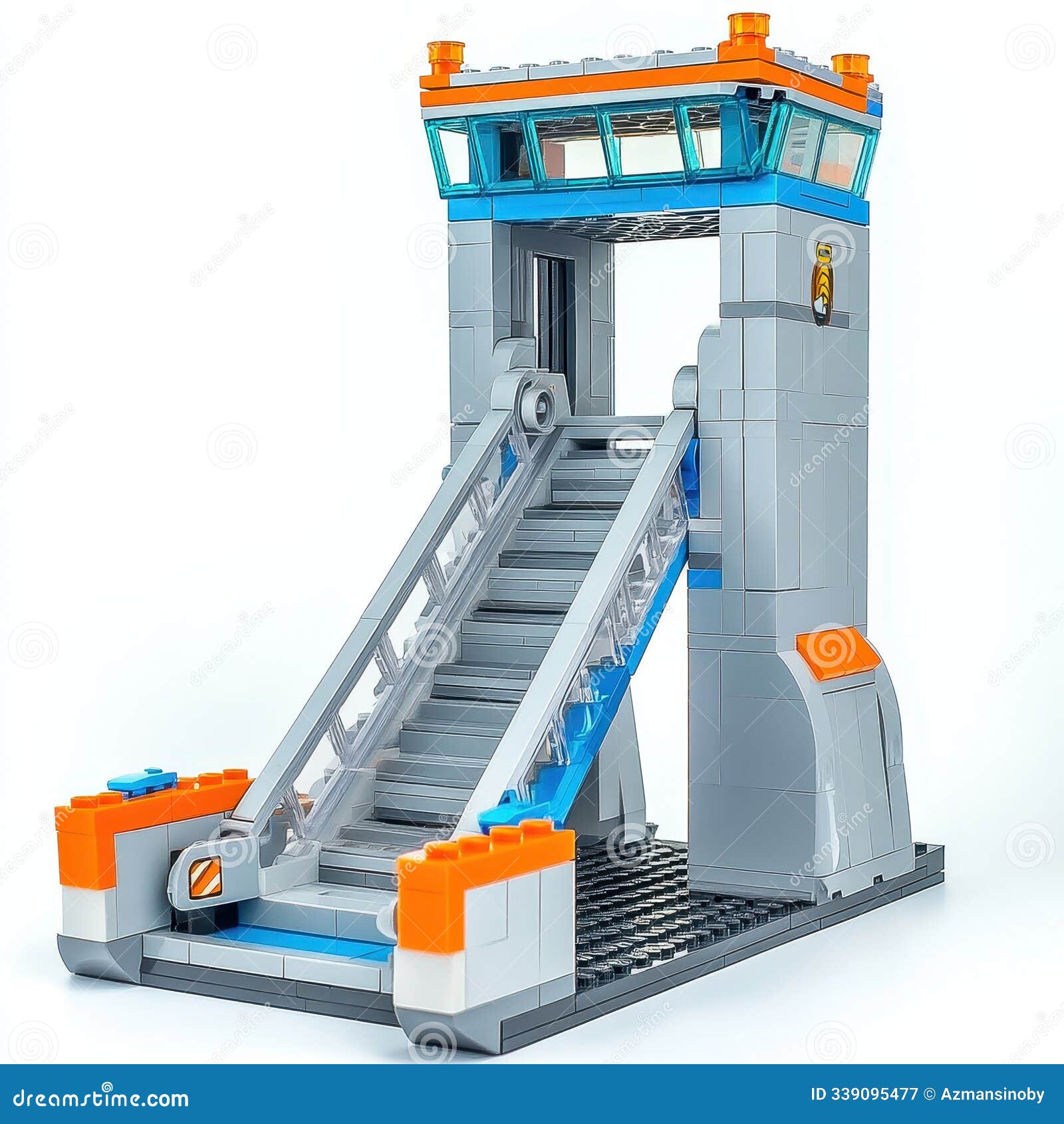 A Detailed LEGO Structure Resembling a Control Tower with a Ramp Stock ...