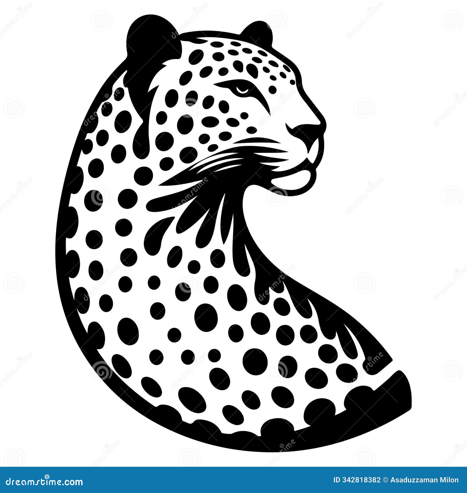 Detailed Leopard Face Modern Wildlife Design with Dotted Patterns Stock ...
