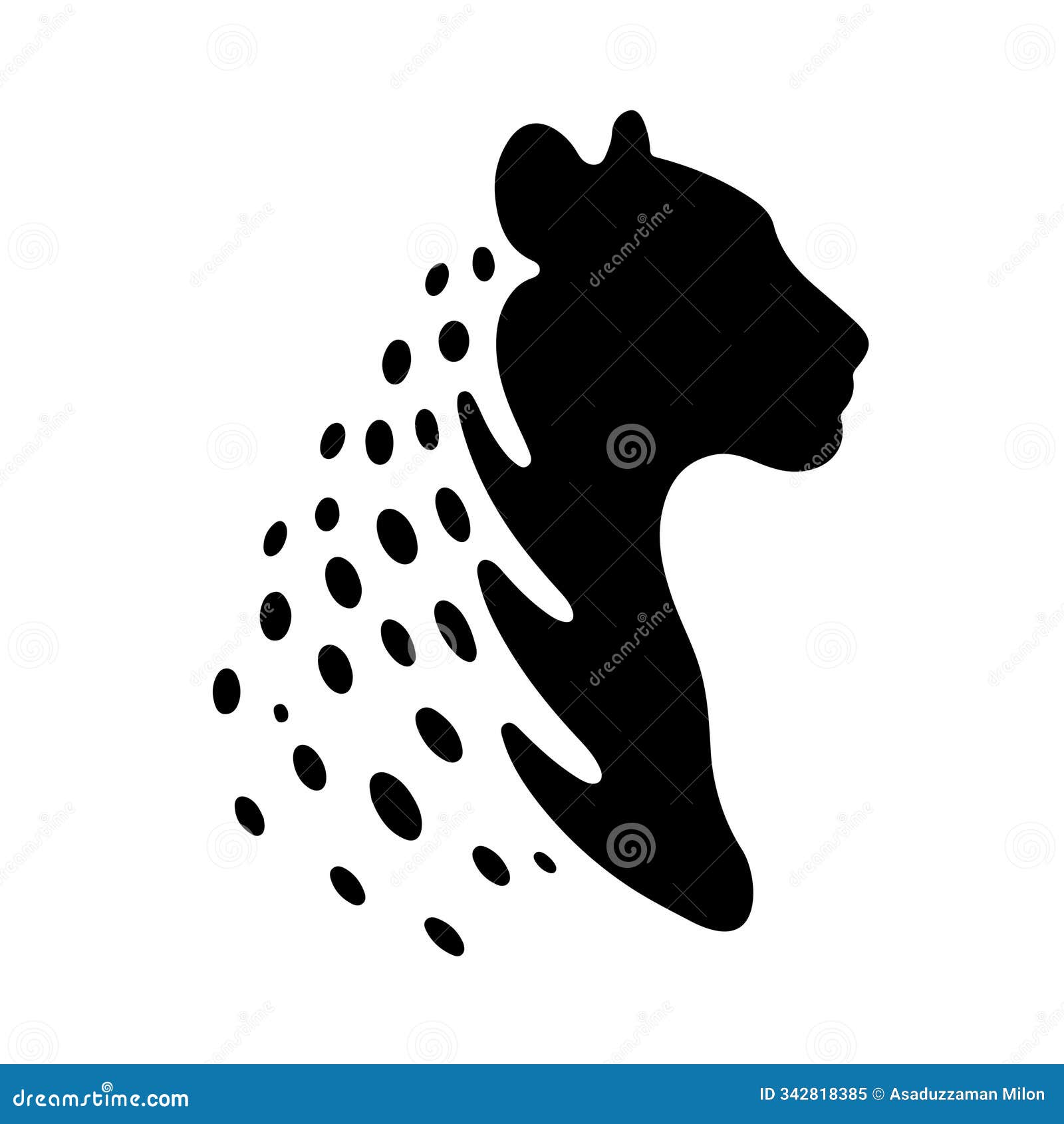 Detailed Leopard Face Modern Wildlife Design with Dotted Patterns Stock ...