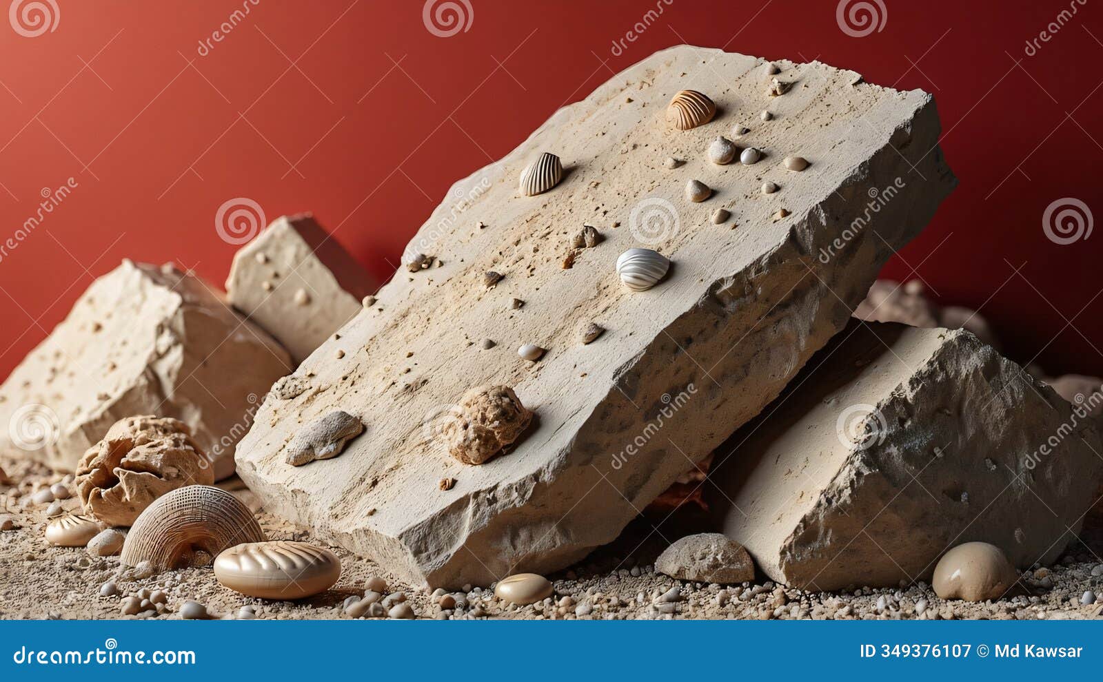 Detailed Limestone Render with Fossils & Shells, High Quality Image ...