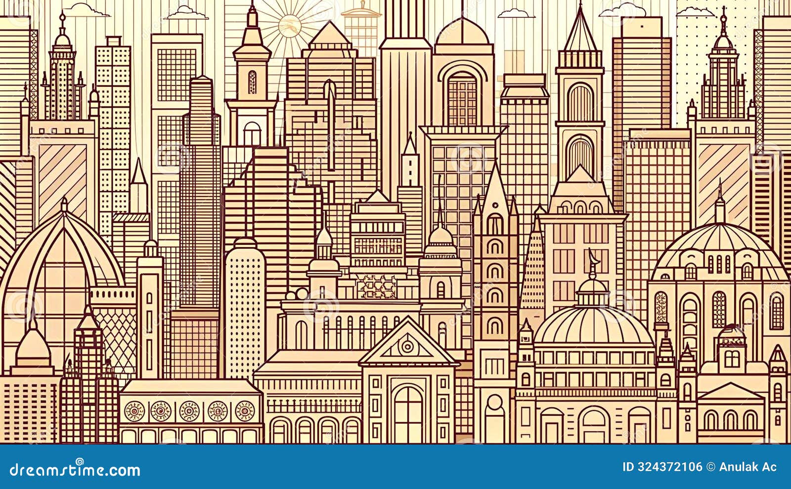 Urban Geometry a Line Drawing of Cityscapes Generative Art Stock ...