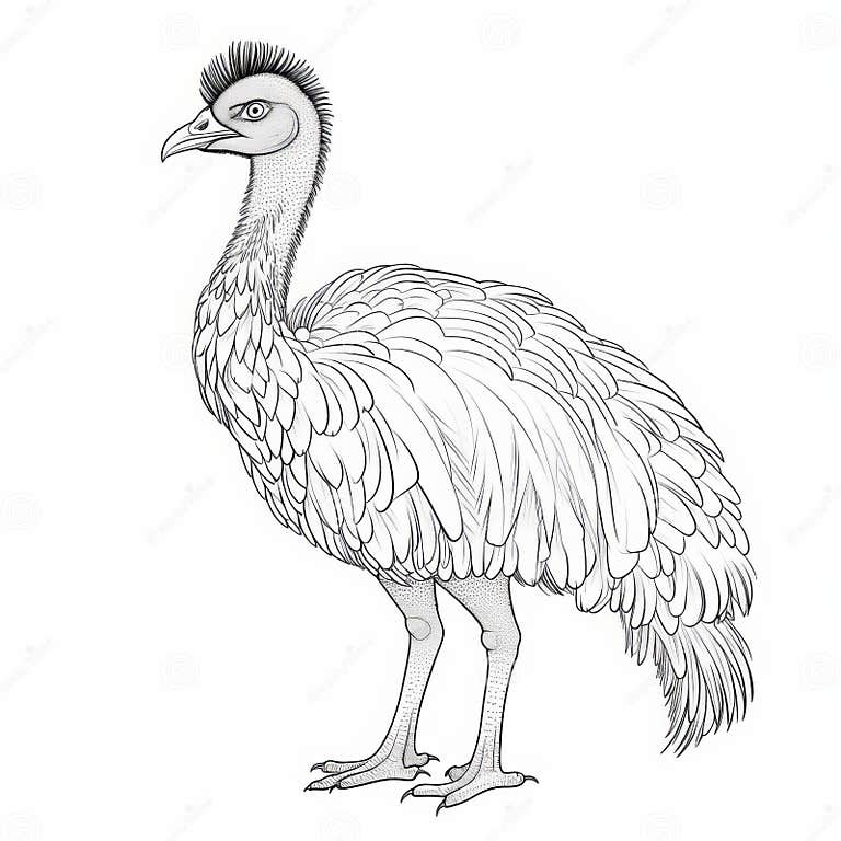 Detailed Linework Emu Outline For Coloring Book Rtx On Stock Illustration Illustration Of