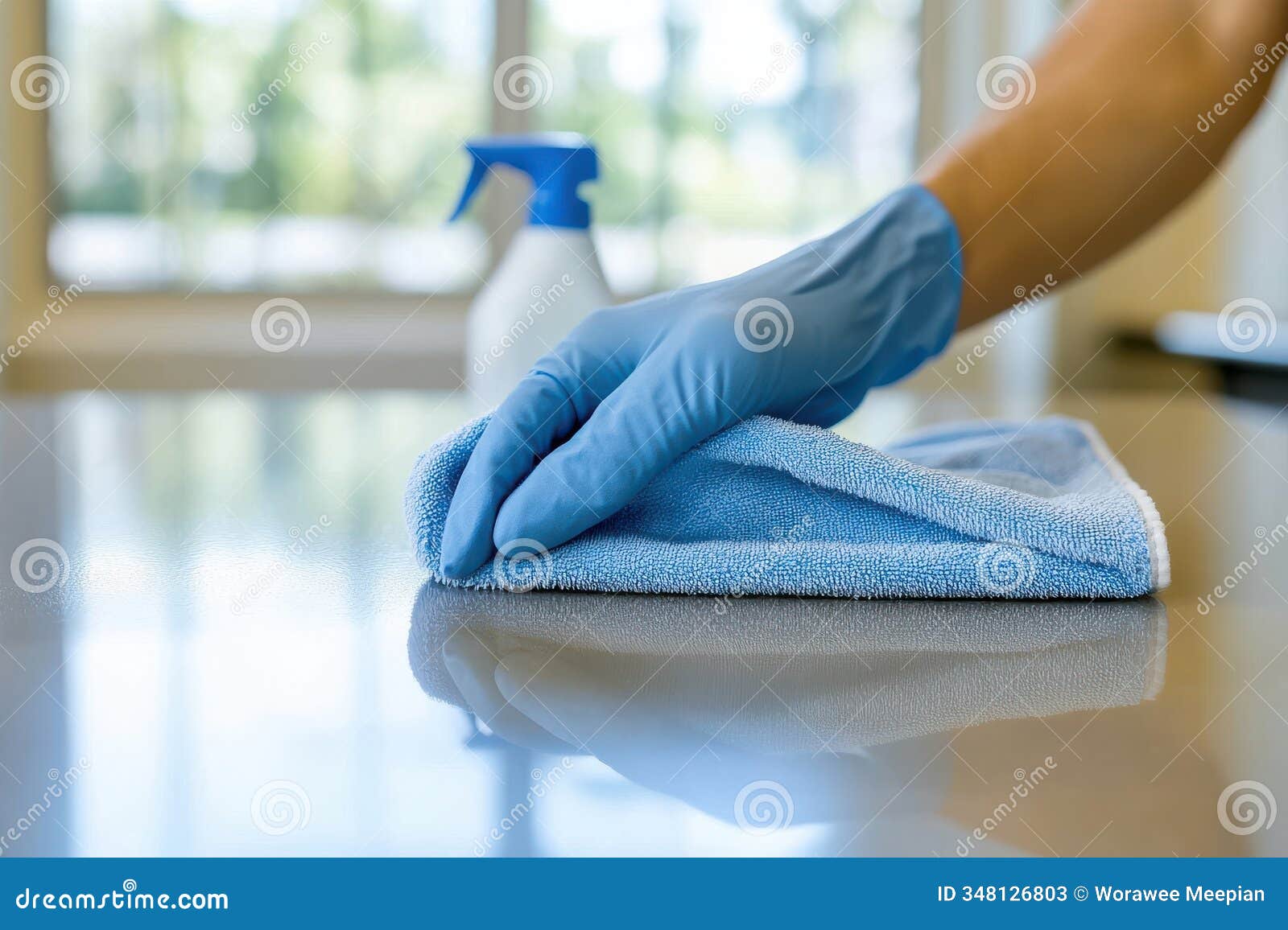 Cleaning Action in a Modern Kitchen Indoor Environment Surface ...