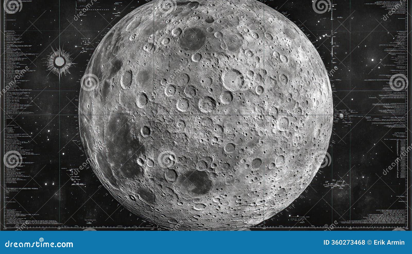 Detailed Lunar Map Showcasing Craters, Surface Texture, and Celestial ...