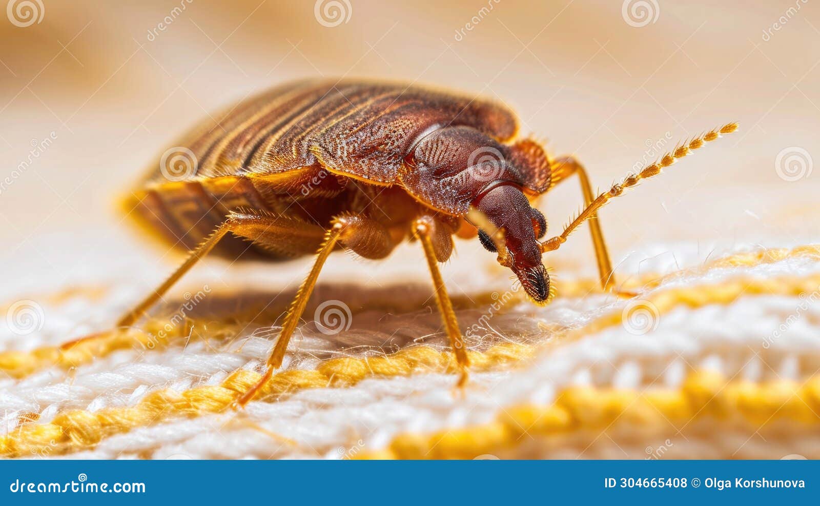 Close-Up Image of Bed Bug on Textured Fabric Surface. Stock Photo ...