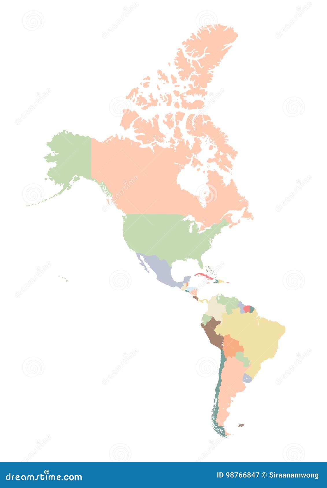 Detailed Map of America Continent Stock Vector - Illustration of ...