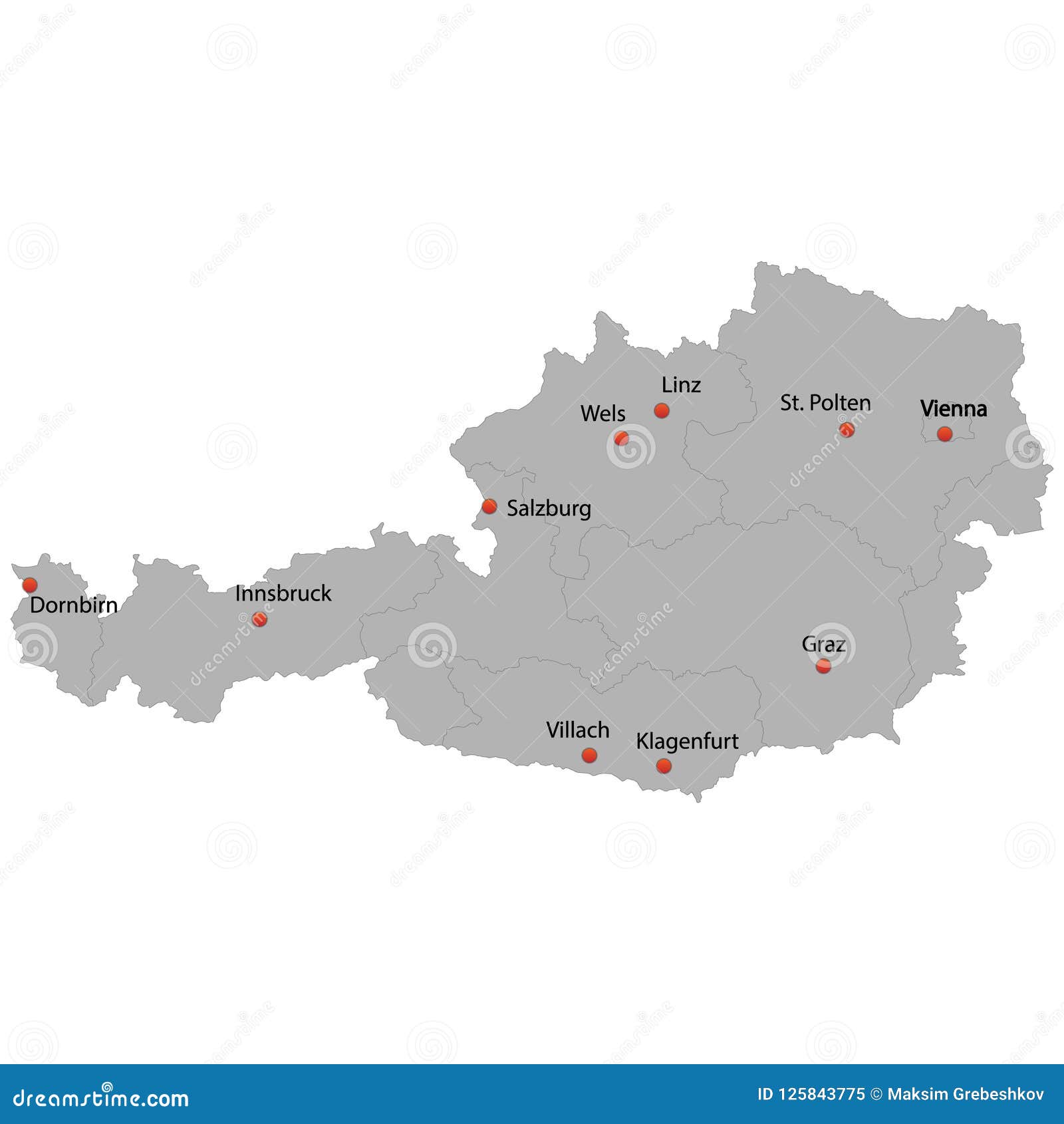Detailed Map Of The Austria Cartoon Vector | CartoonDealer.com #125843775