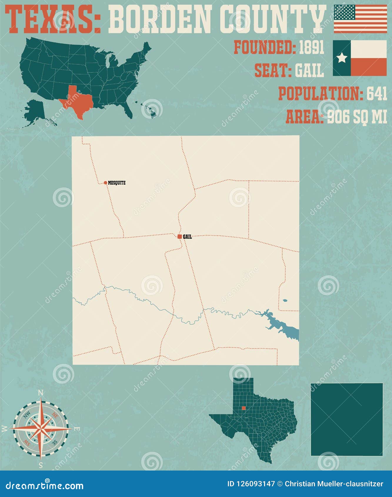 Map of Borden County in Texas Stock Vector - Illustration of texas ...