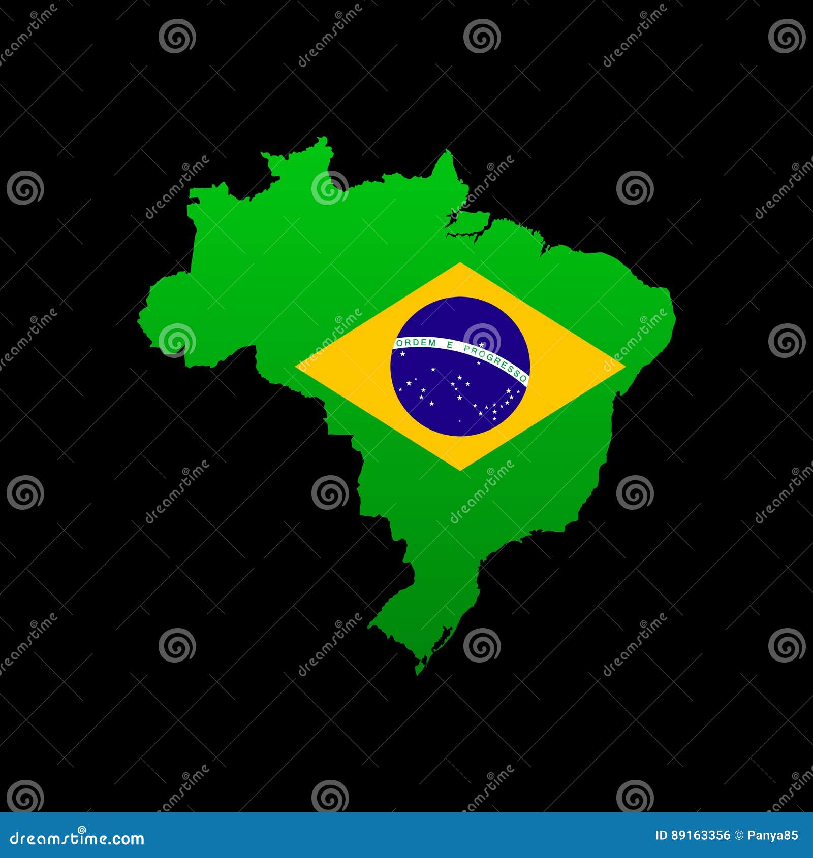The Detailed Map of the Brazil with Flag Stock Vector - Illustration of ...