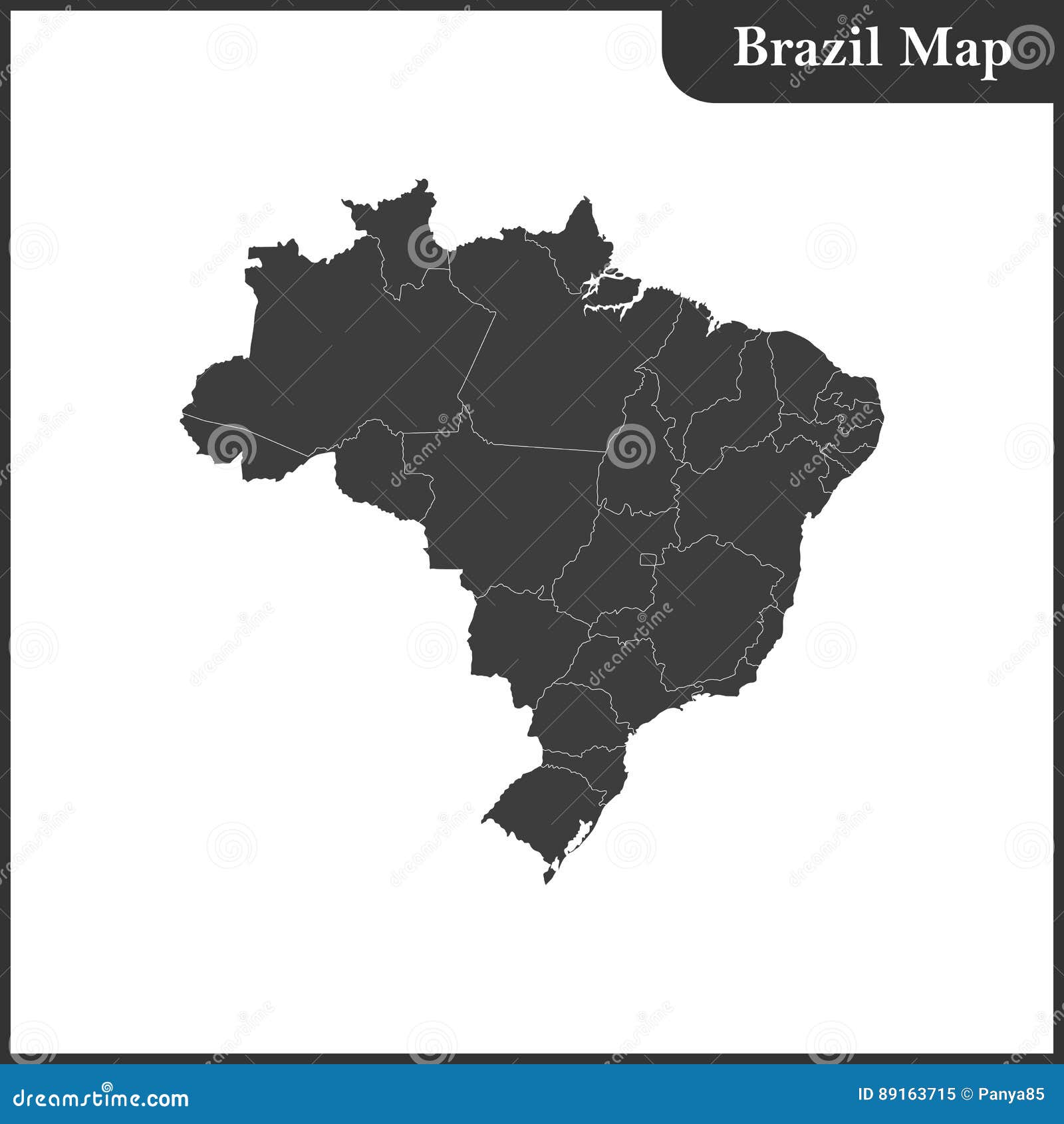 The Detailed Map of the Brazil with Regions Stock Vector - Illustration ...