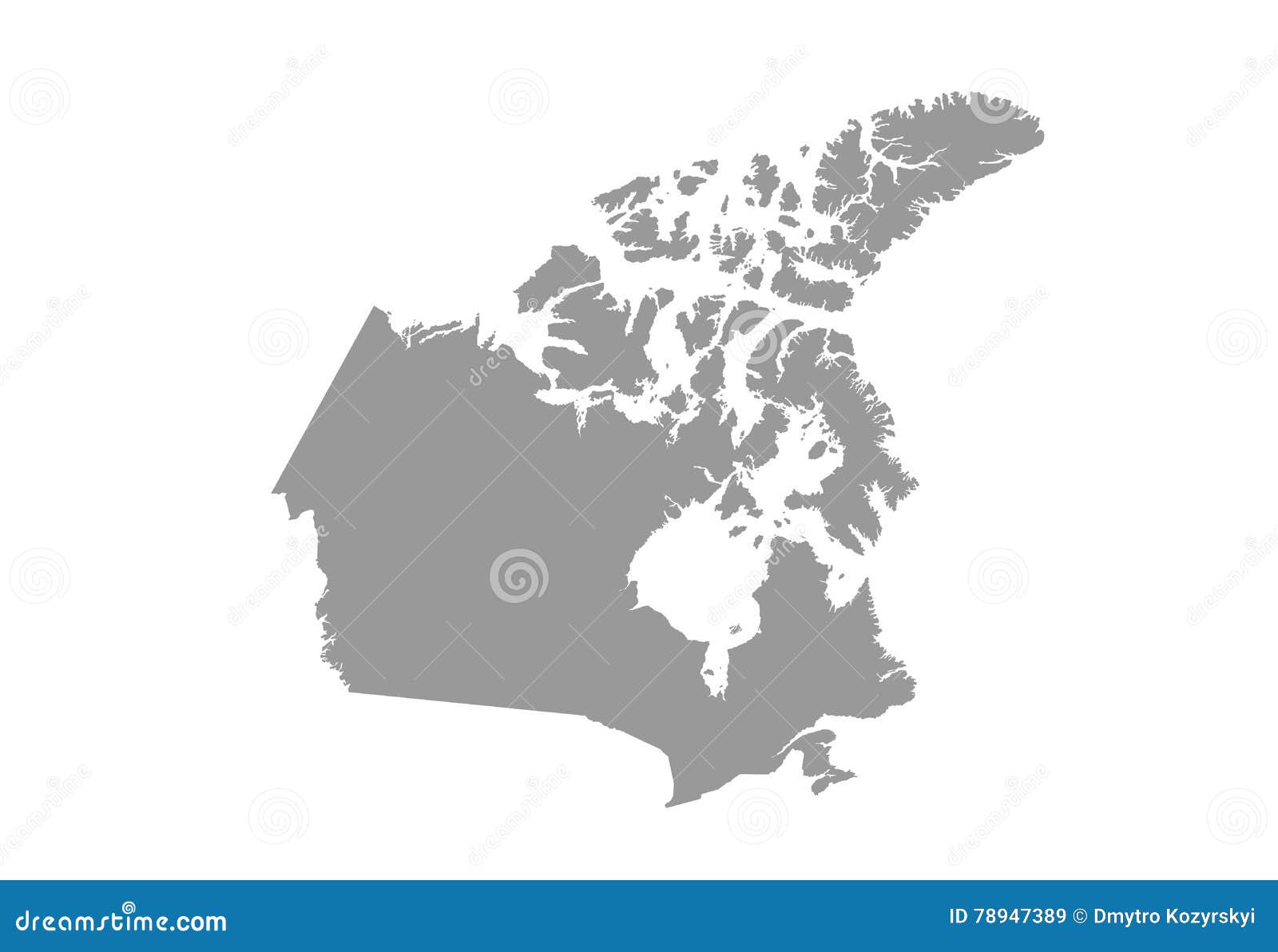 Detailed Map of Canada in Gray on a White Background. Stock Vector ...