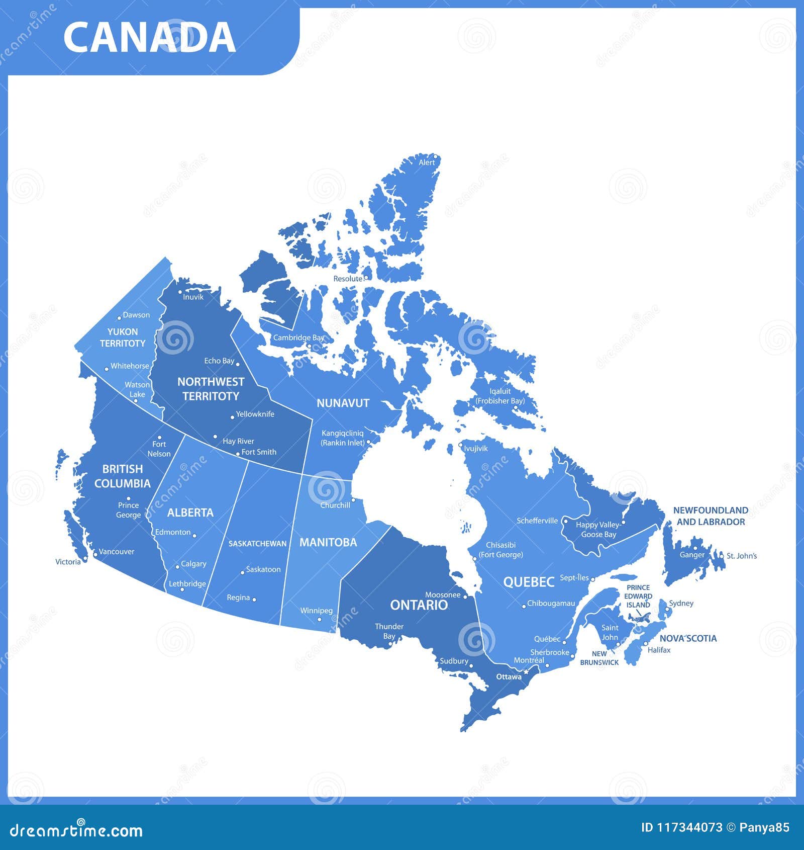 The Detailed Map Of The Canada With Regions Or States And Cities ...