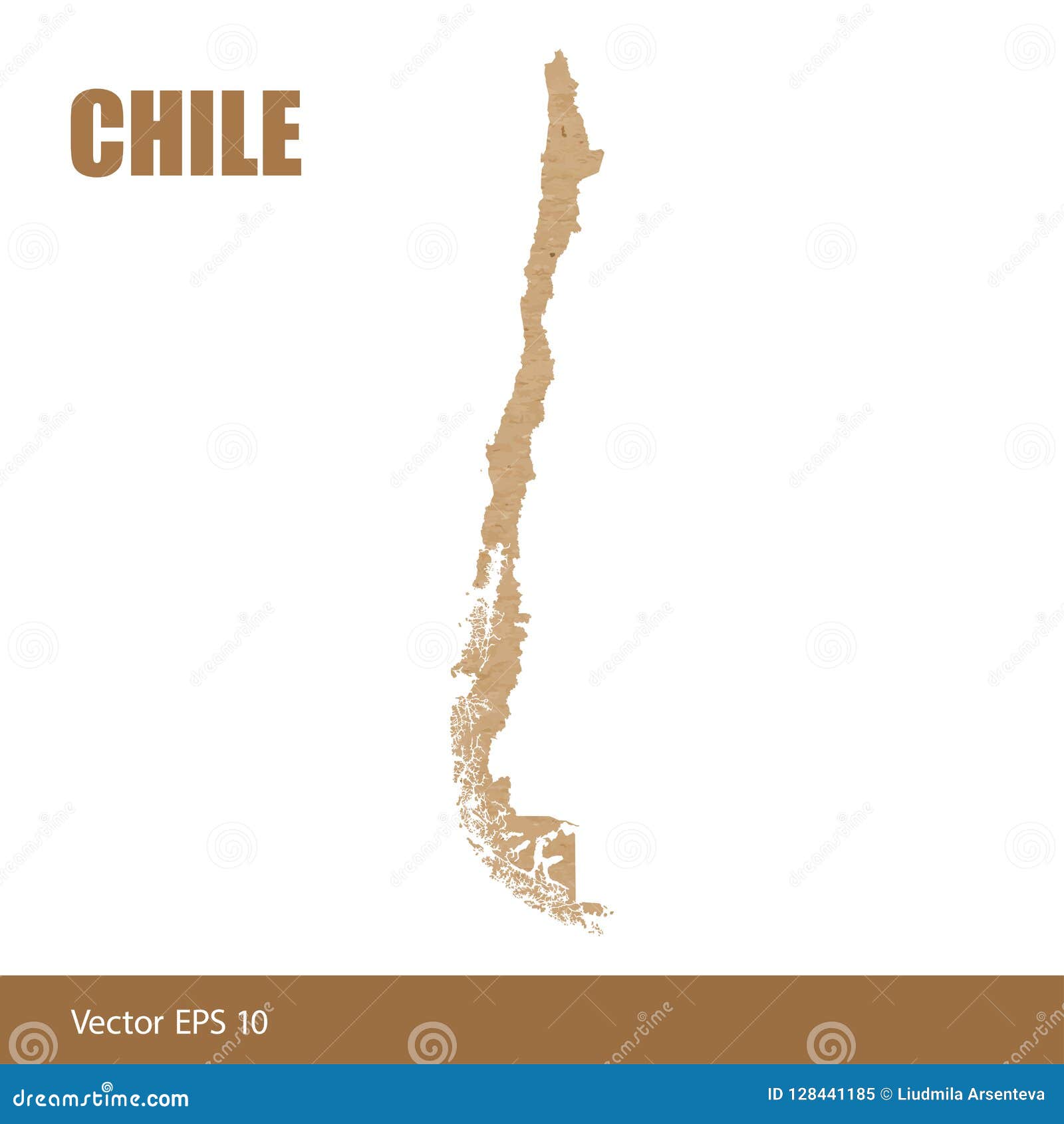 Detailed Map of Chile Cut Out of Craft Paper Stock Vector ...