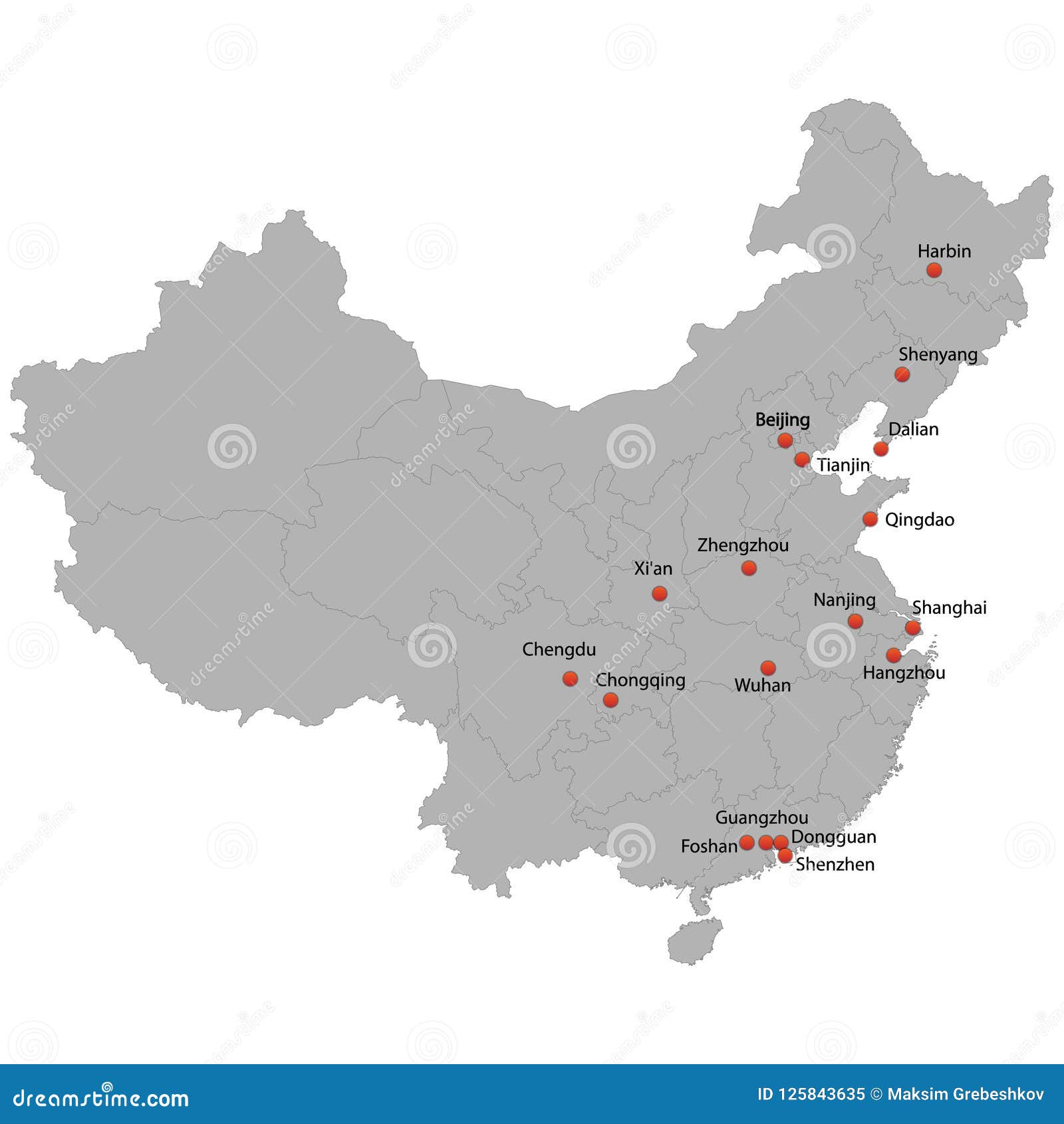 Detailed map of the China stock vector. Illustration of china - 125843635