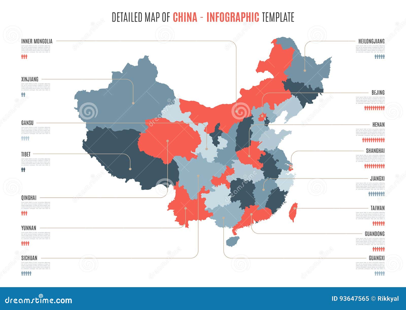 Detailed Map of China. Vector Template for Infographics Stock Vector ...