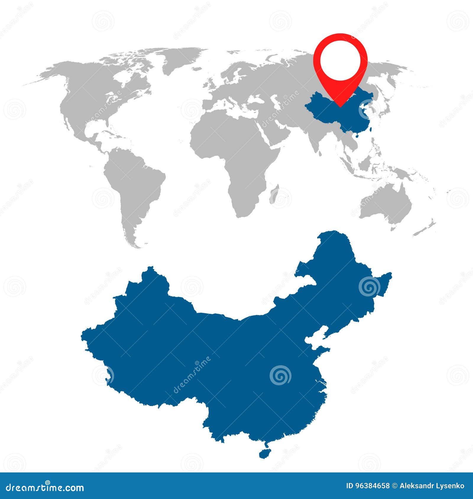 Detailed Map of China and World Map Navigation Set. Flat Vector Stock ...
