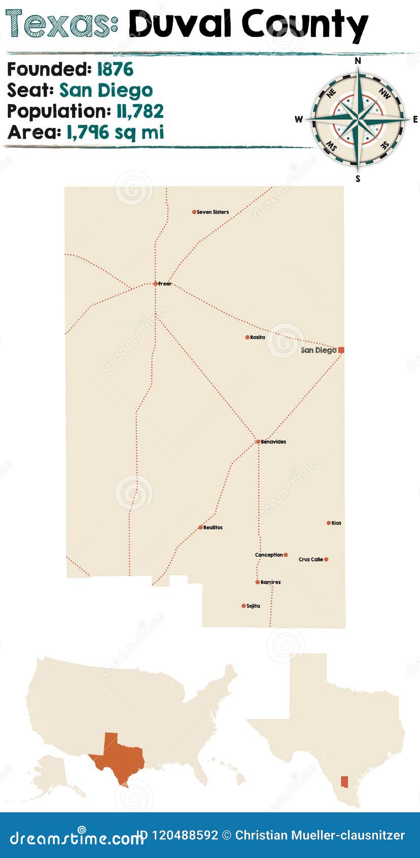 Map of Duval County in Texas Stock Illustration - Illustration of ... Map of Duval County in Texas Stock Illustration - Illustration of ...