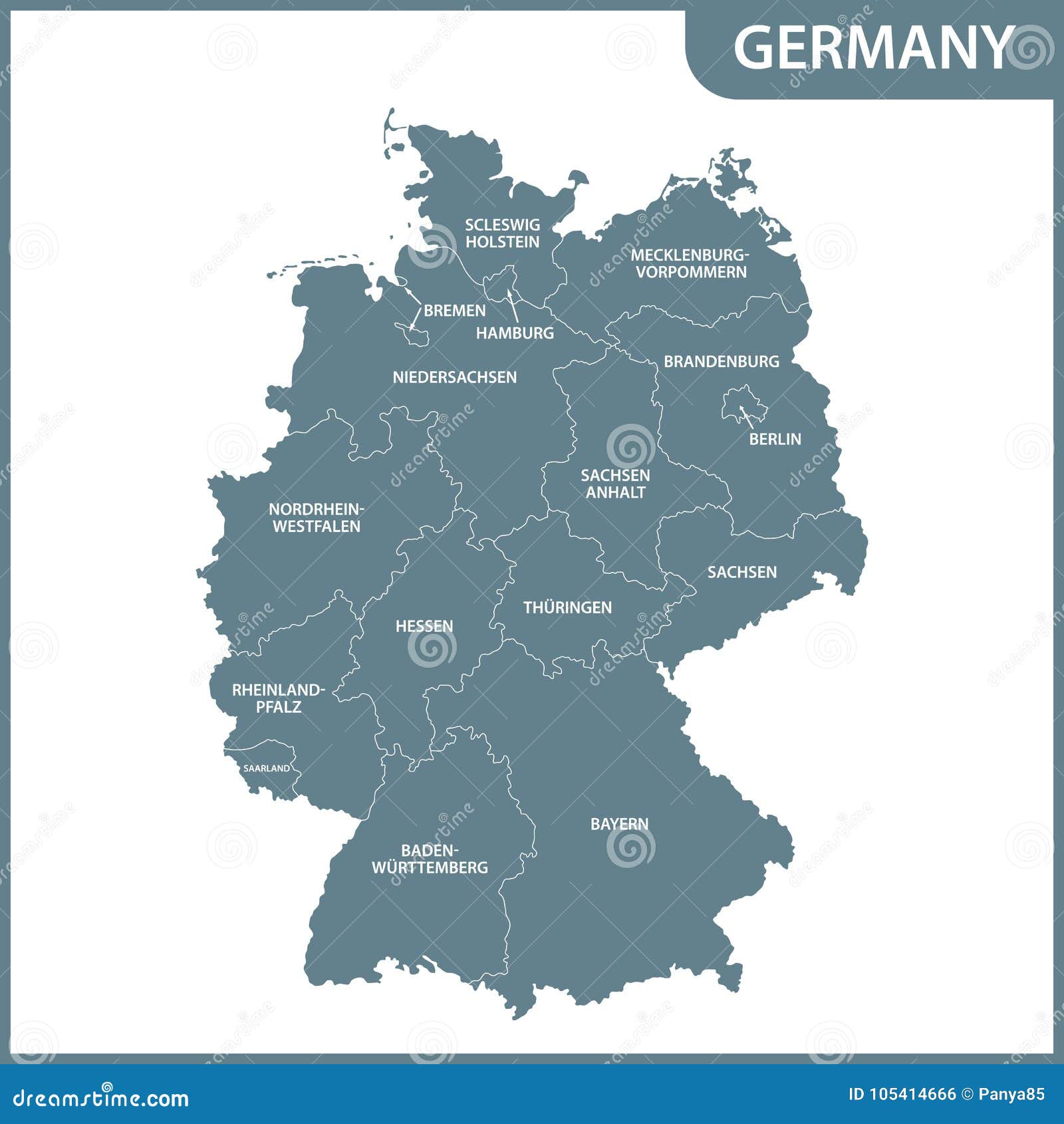 The Detailed Map of the Germany with Regions Stock Vector ...