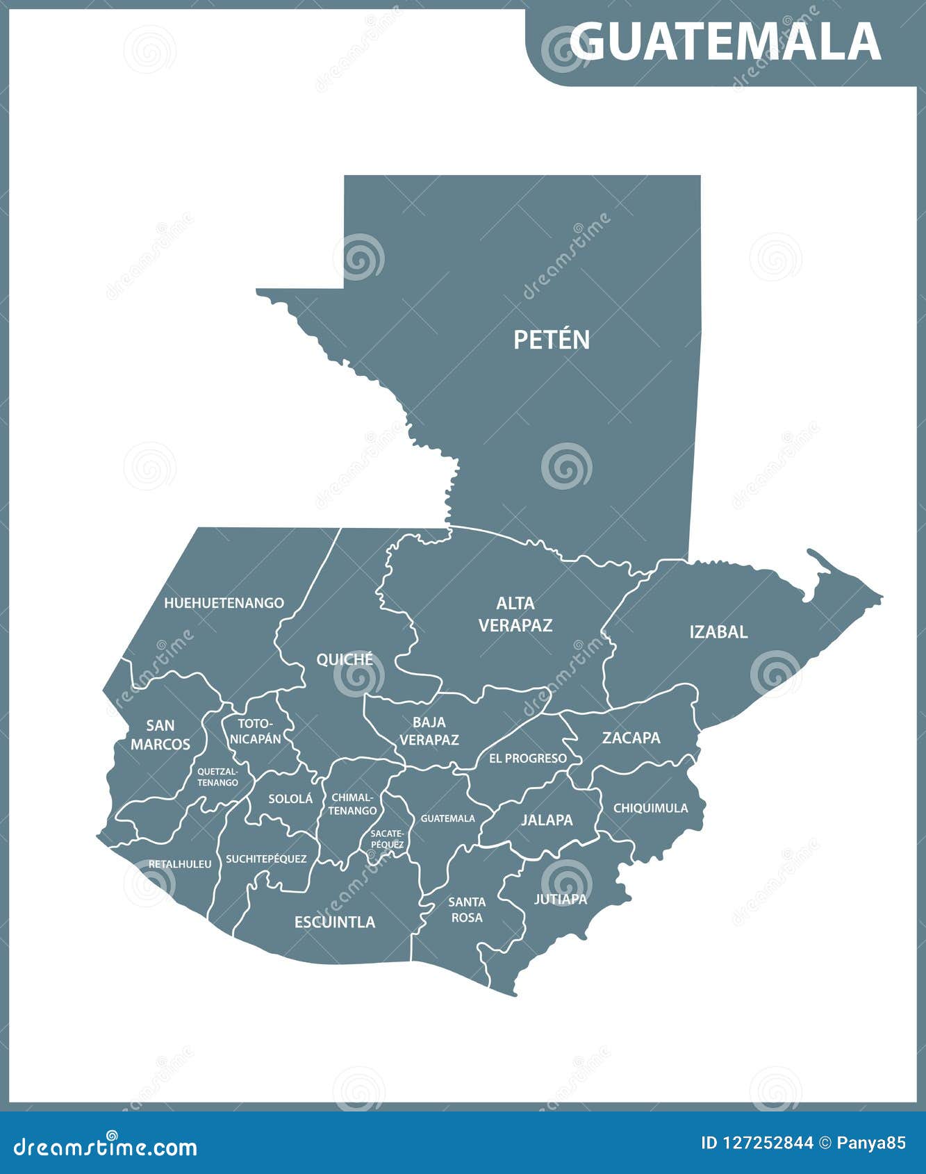 The Detailed Map of Guatemala with Regions. Administrative Division ...