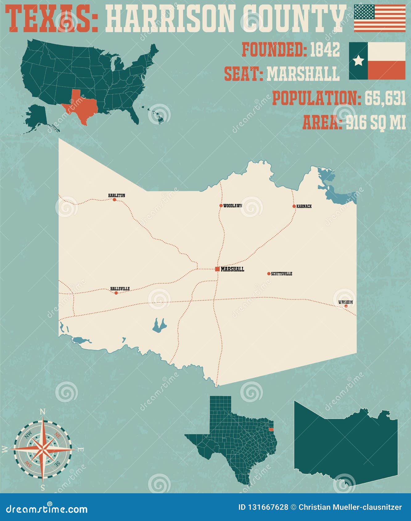 Map Of Harrison In Texas Cartoon Vector | CartoonDealer.com #190099205