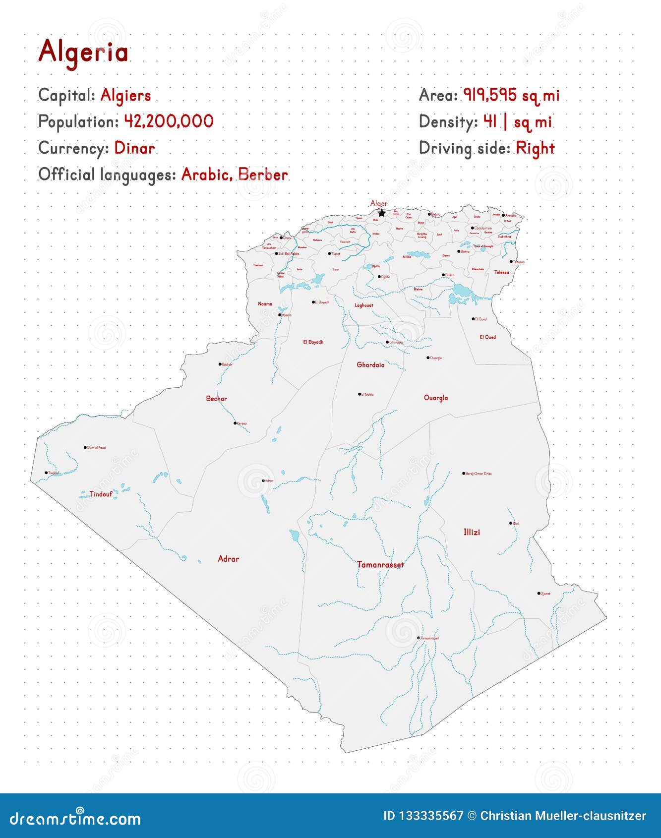 Infographic For Algeria, Detailed Map Of Algeria With Flag Vector ...