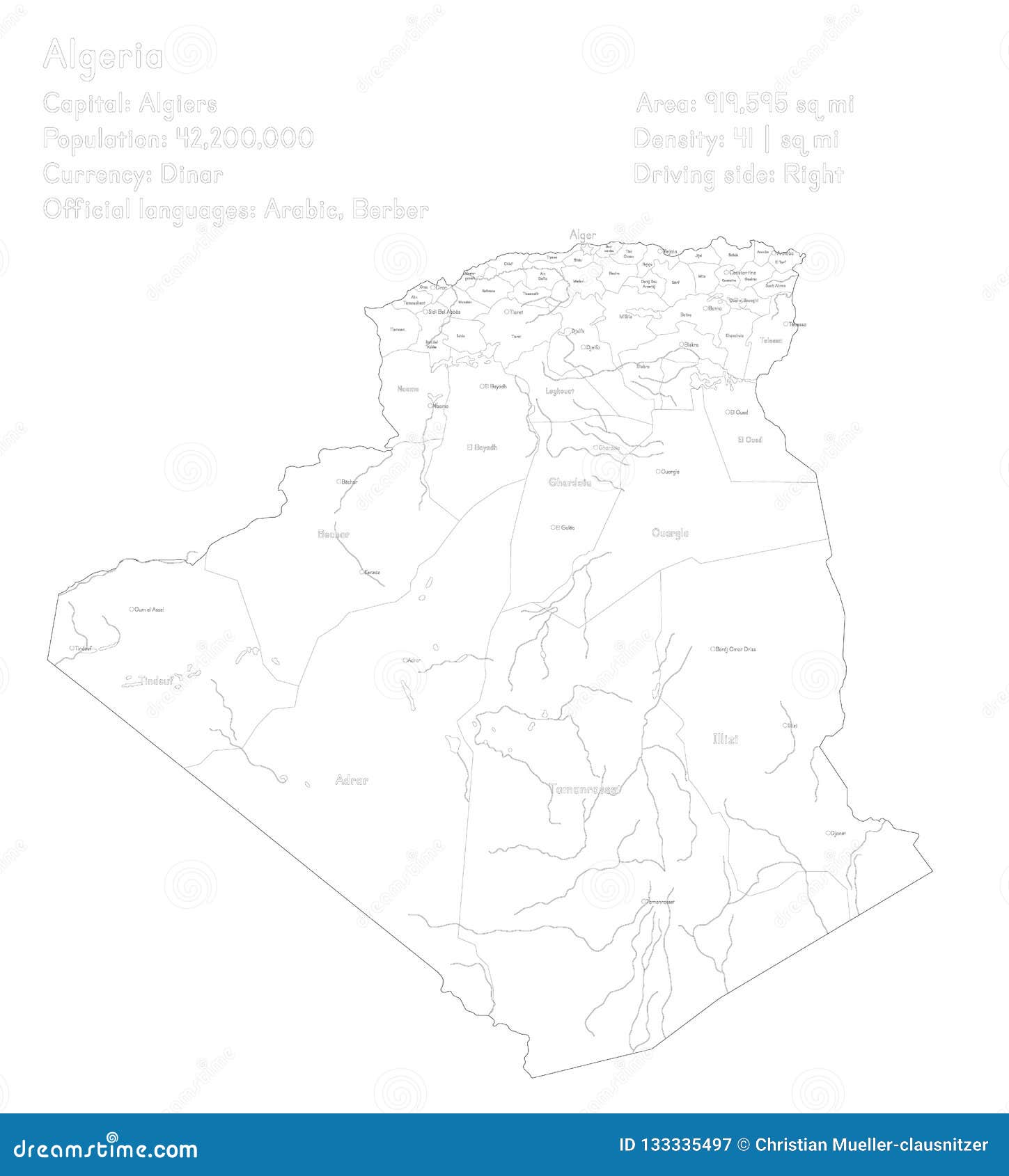 Algeria Vector Map and Infographic Design Stock Vector - Illustration ...